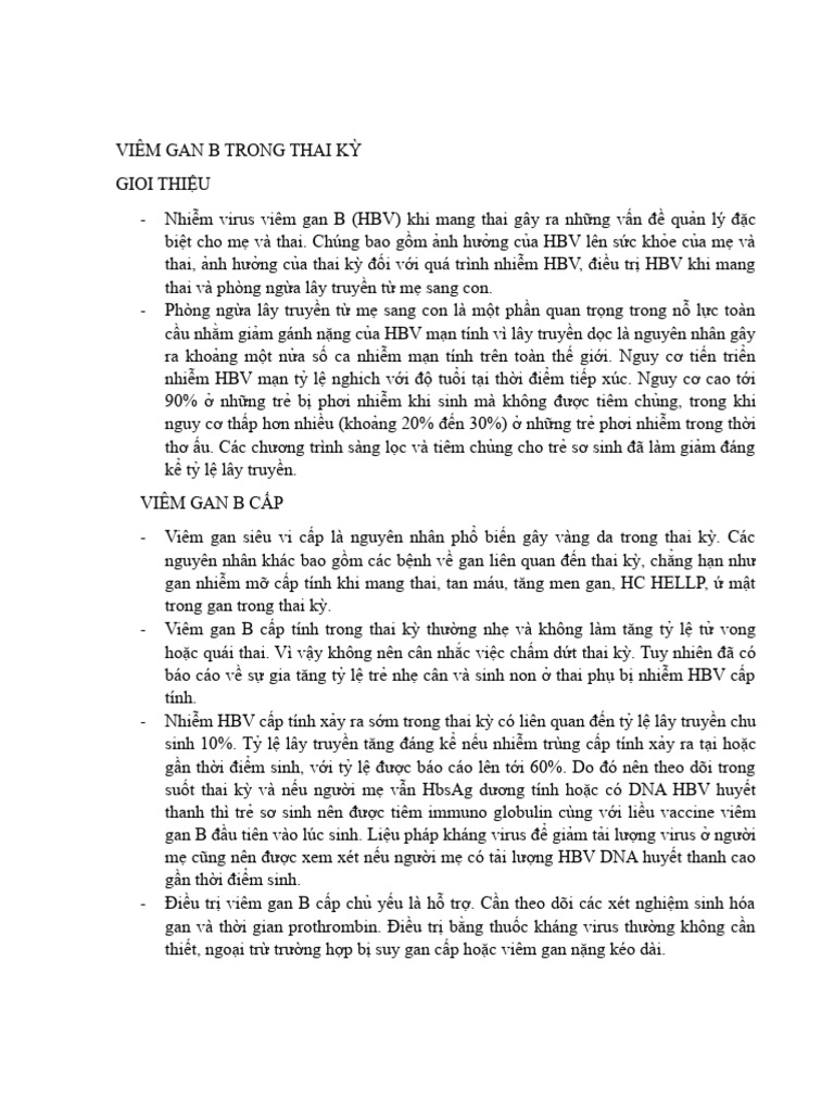 Viêm Gan B Trong Thai K | PDF