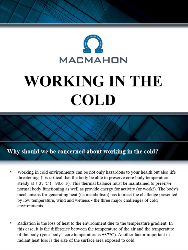 Working in The Cold | PDF | Hypothermia | Sock