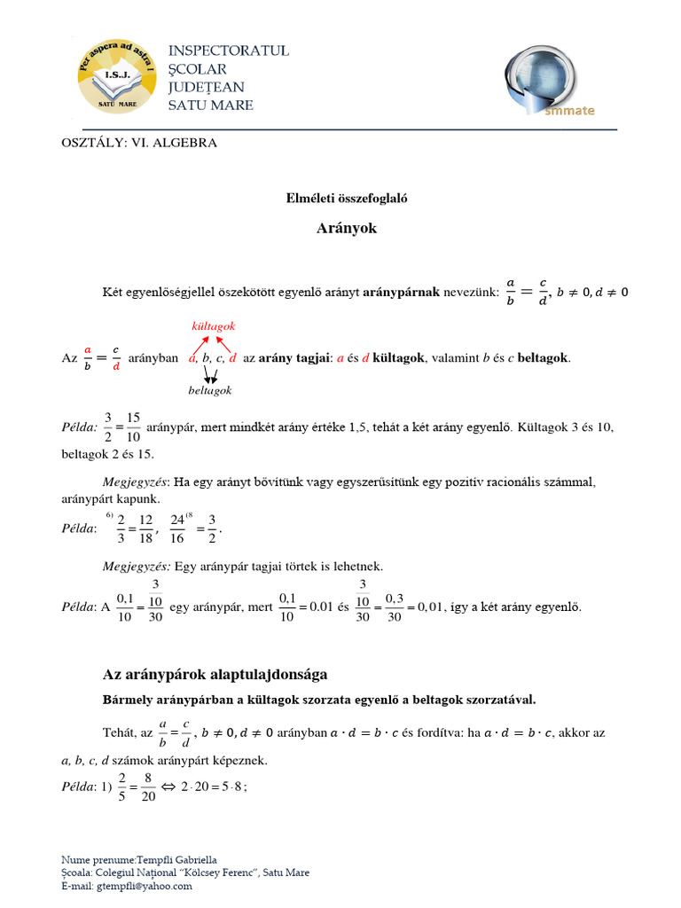 Proportii Lb. Magh. - Breviar Teoretic Fisa de Lucru | PDF