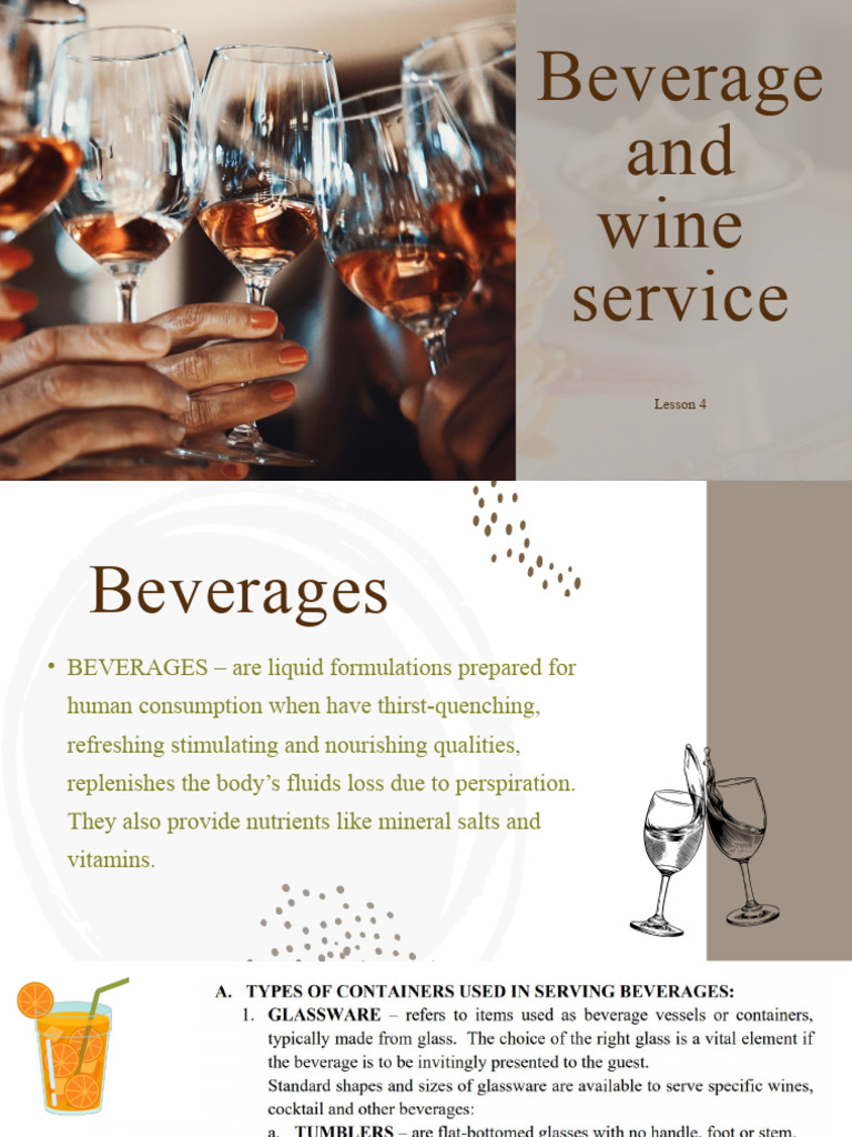 Beverage Service Techniques and Glassware | PDF | Wellness