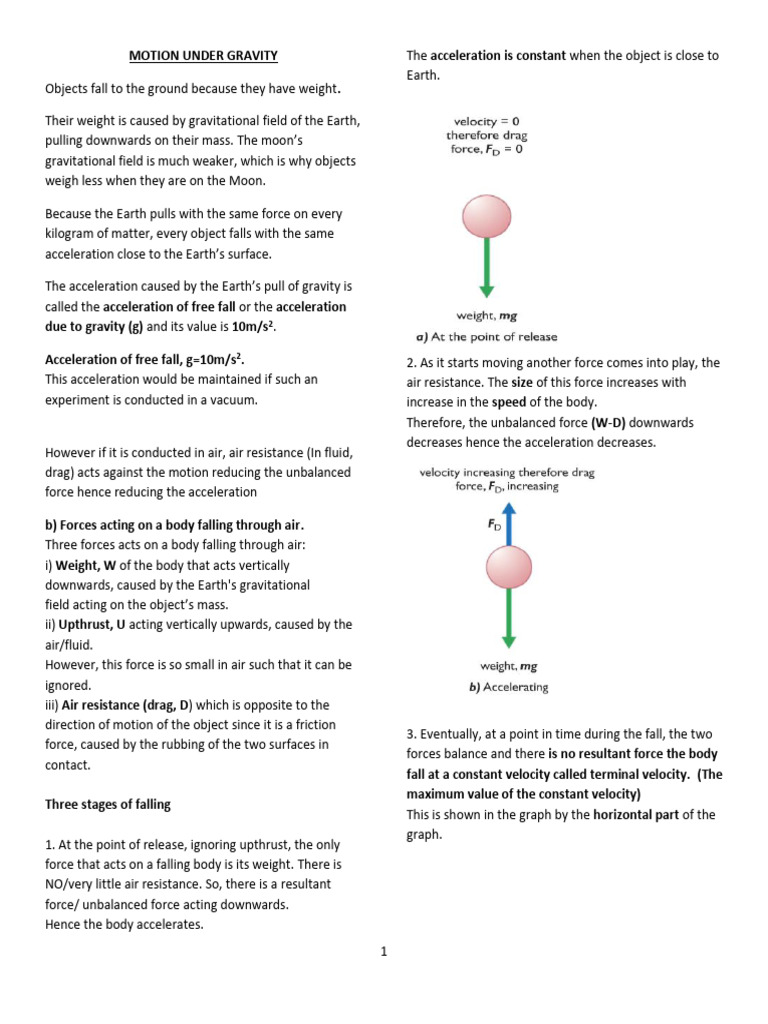 Motion Under Gravity | PDF