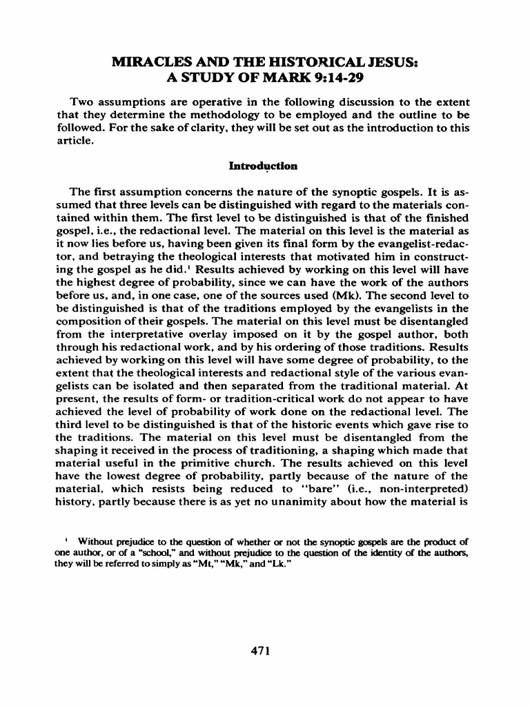 Miracles Jesus CBQ 37 1975 | PDF | Philosophy