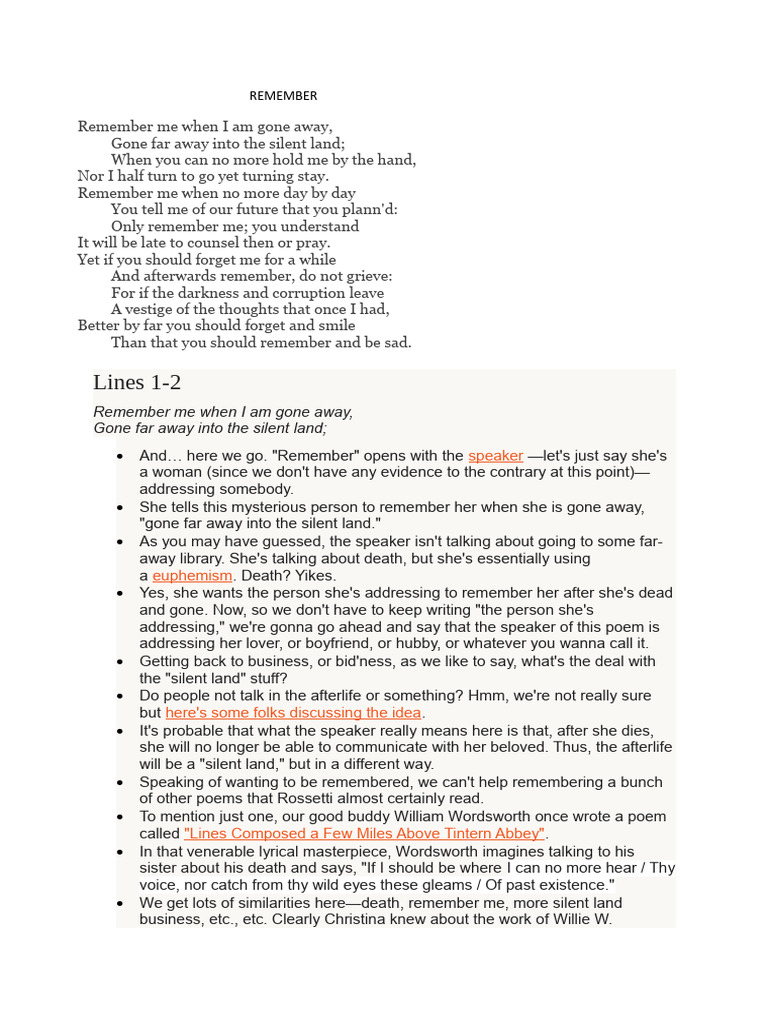 ENG2602-POEM-REMEMBER | PDF | Poetry | Sonnets