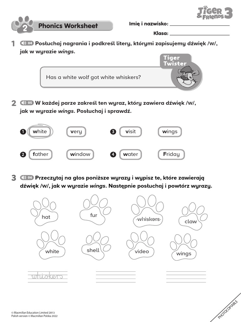 Tiger&Friends 3 - TRF - Unit 2 - Phonics | PDF