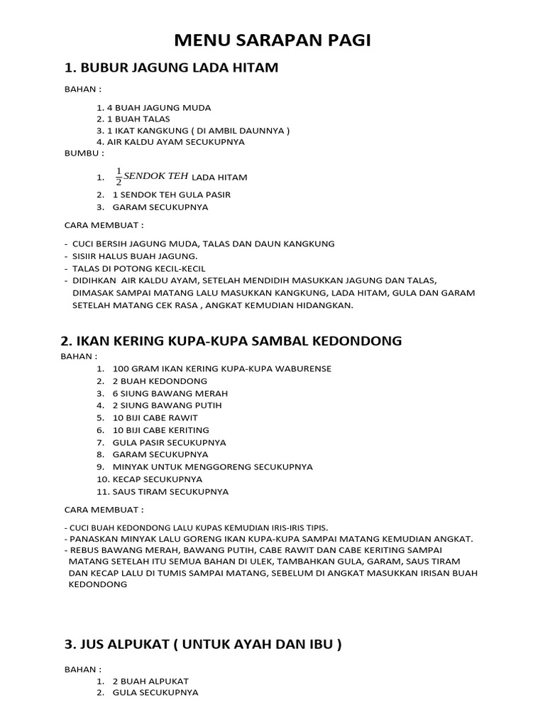 Resep Cipta Menu B2sa Kec. Mawasangka | PDF