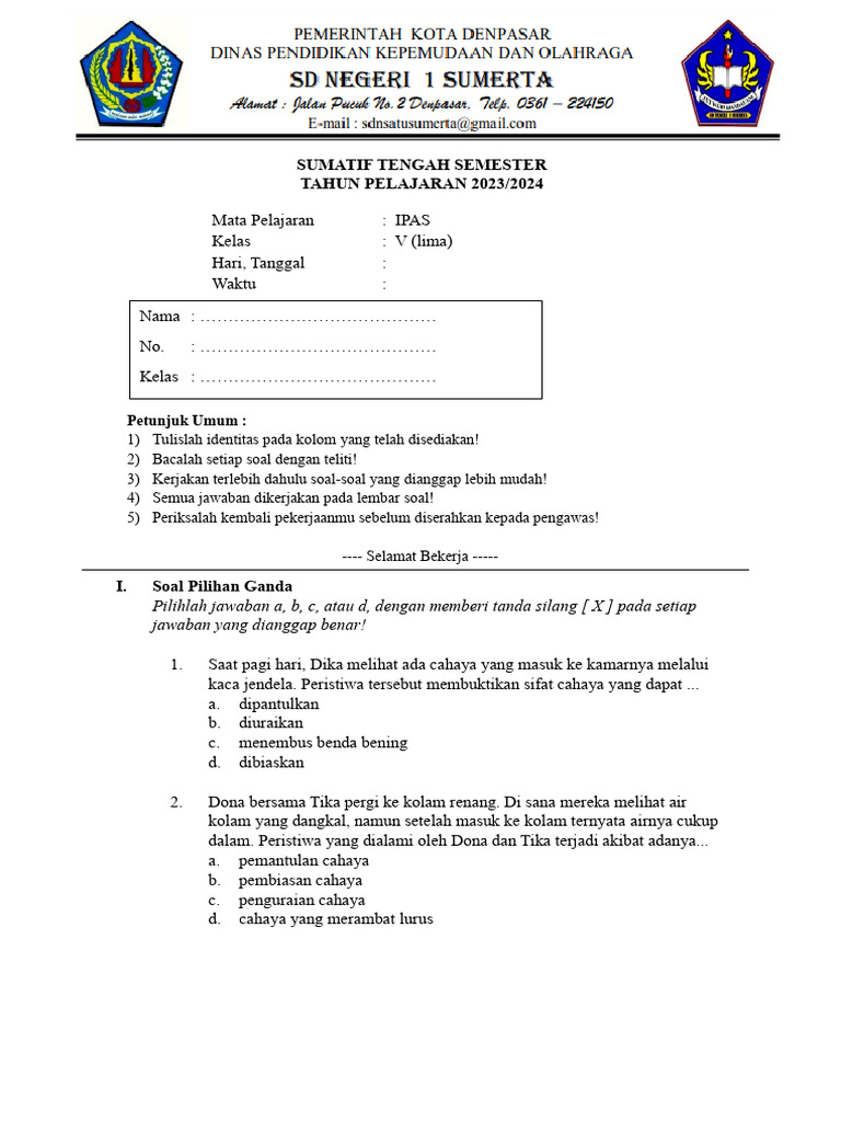 Sumatif Tengah Semester Ipas | PDF