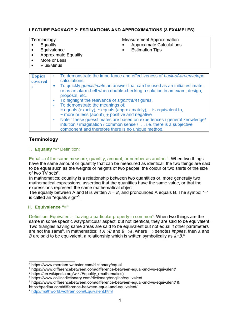 LP 2-Estimations and Approximations | PDF | Approximation | Significant Figures
