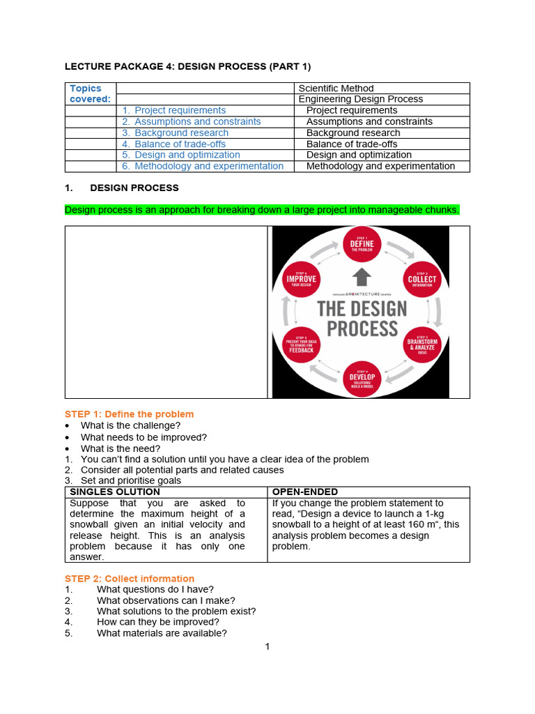 LP 4-Design Process 1 | PDF | Scientific Method | Engineering Design ...
