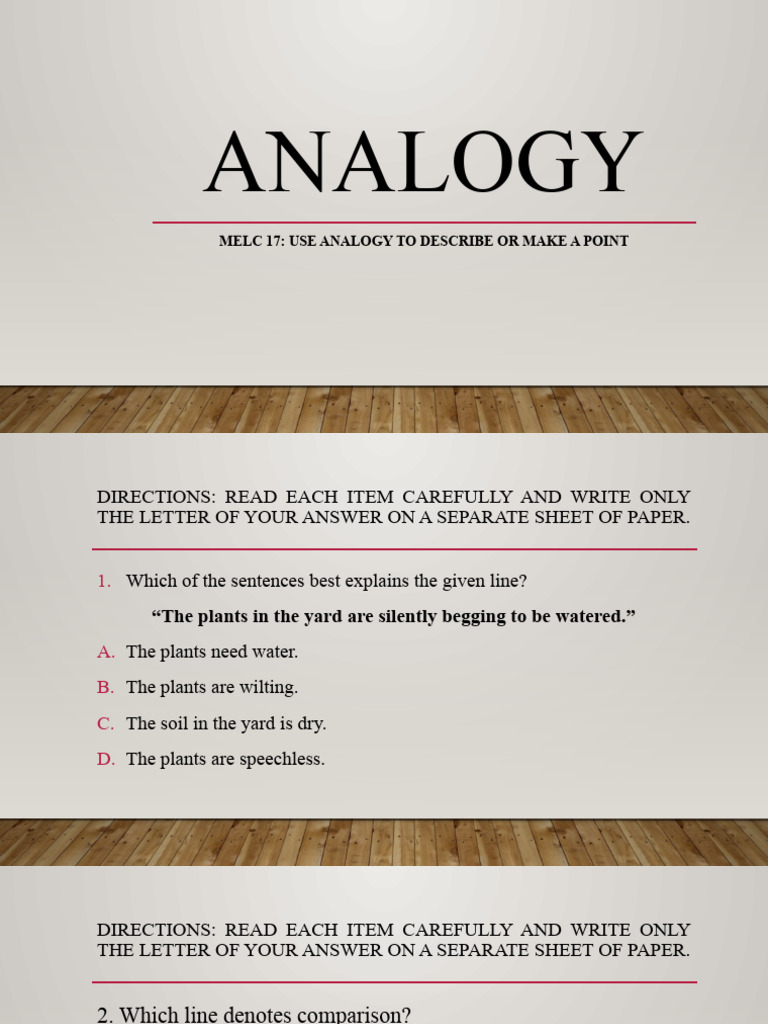 MELC 13-Analogy | PDF | Analogy | Metaphor