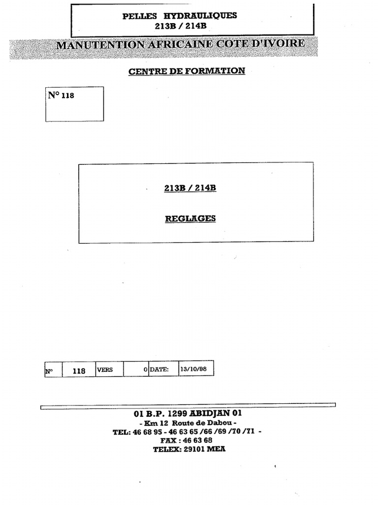 118 Pelles 213B 214B Reglage | PDF