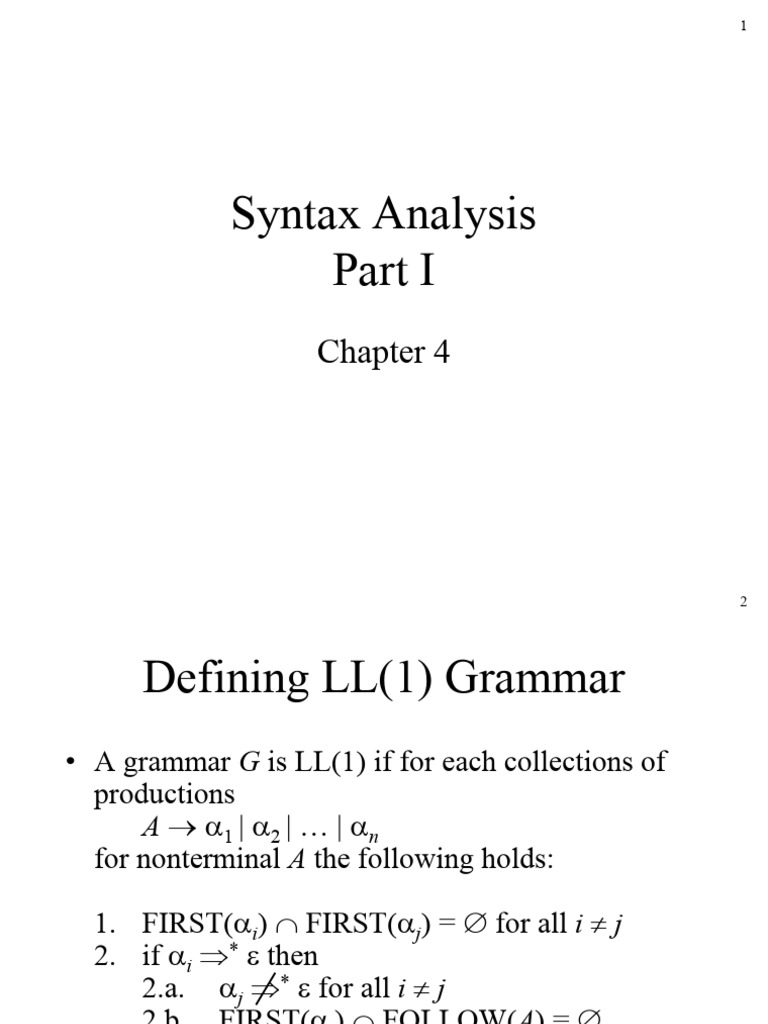 Lecture#17, Chapter 04 (Part III) | PDF | Parsing | Language Mechanics