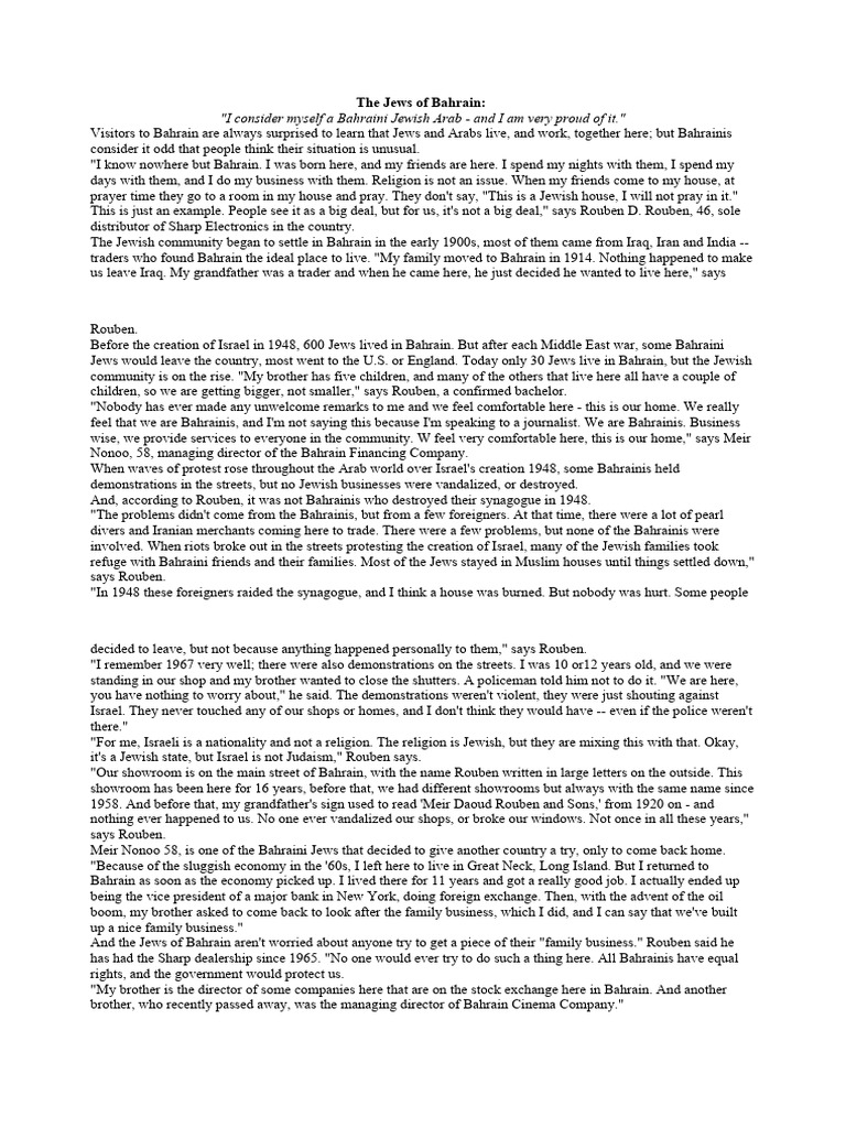 The Jews of Bahrain | PDF