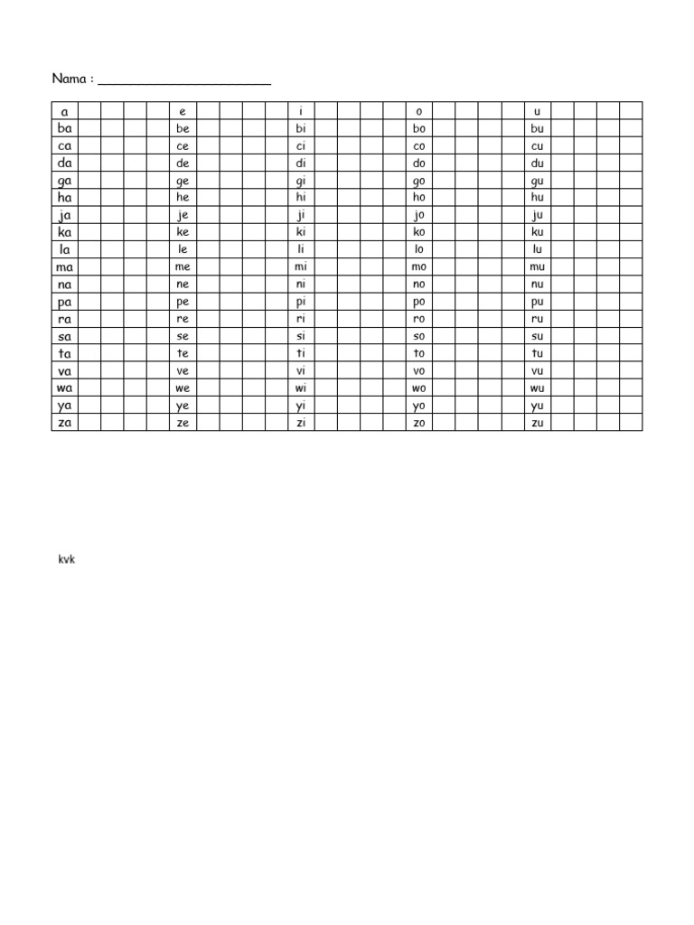 Suku Kata Sheet | PDF