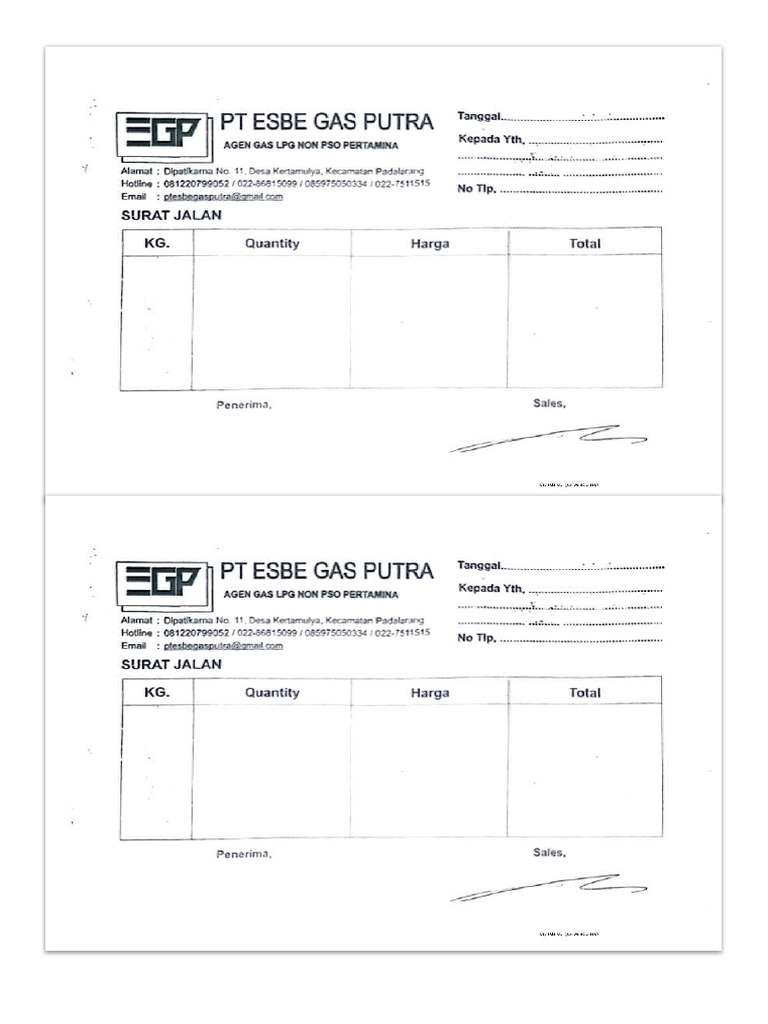 Bon PT Esbe Gas | PDF