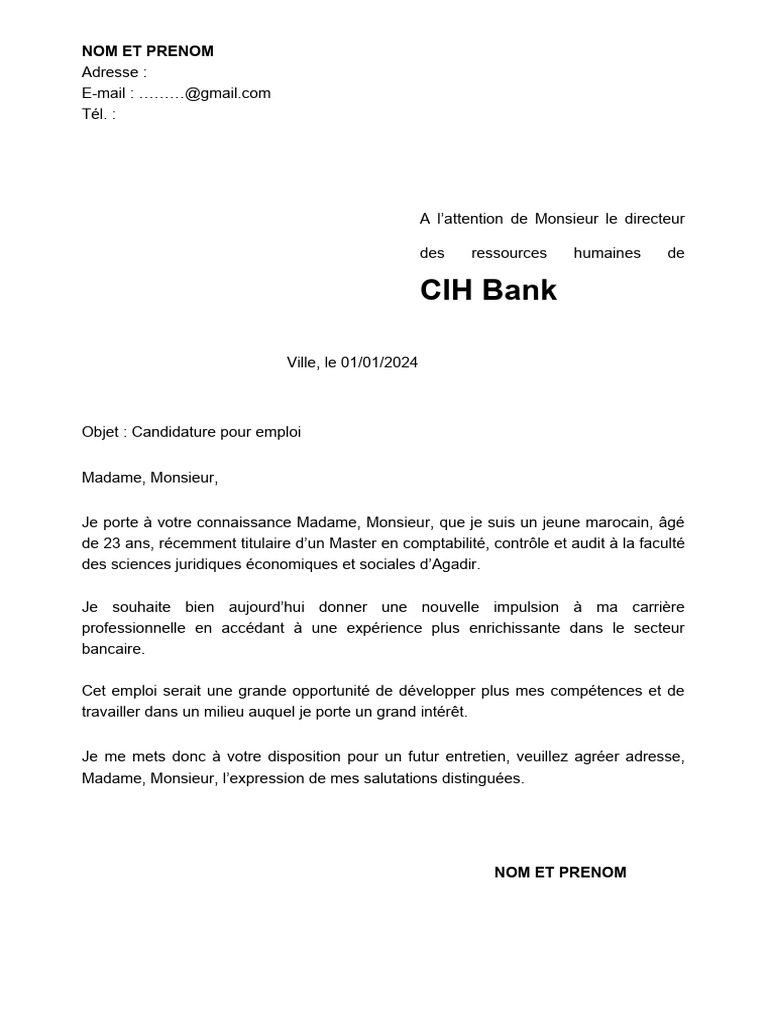CIH Lettre de Motivation | PDF