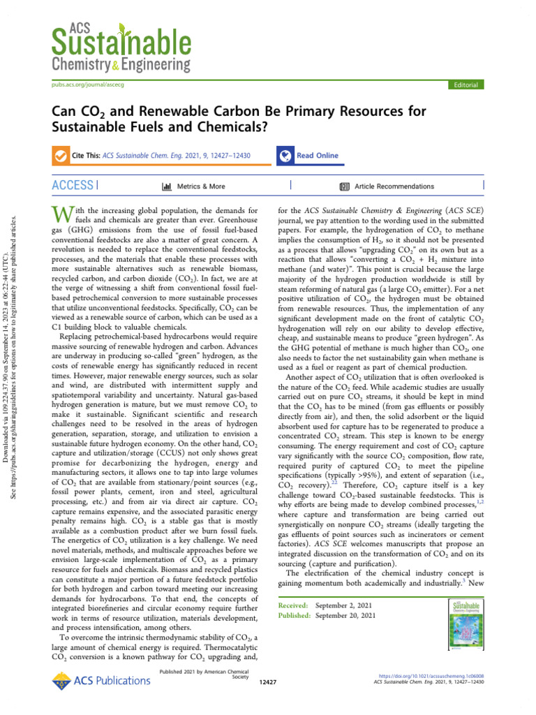 Can CO2 and Renewable Carbon Be Primary Resources For Fuels and ...