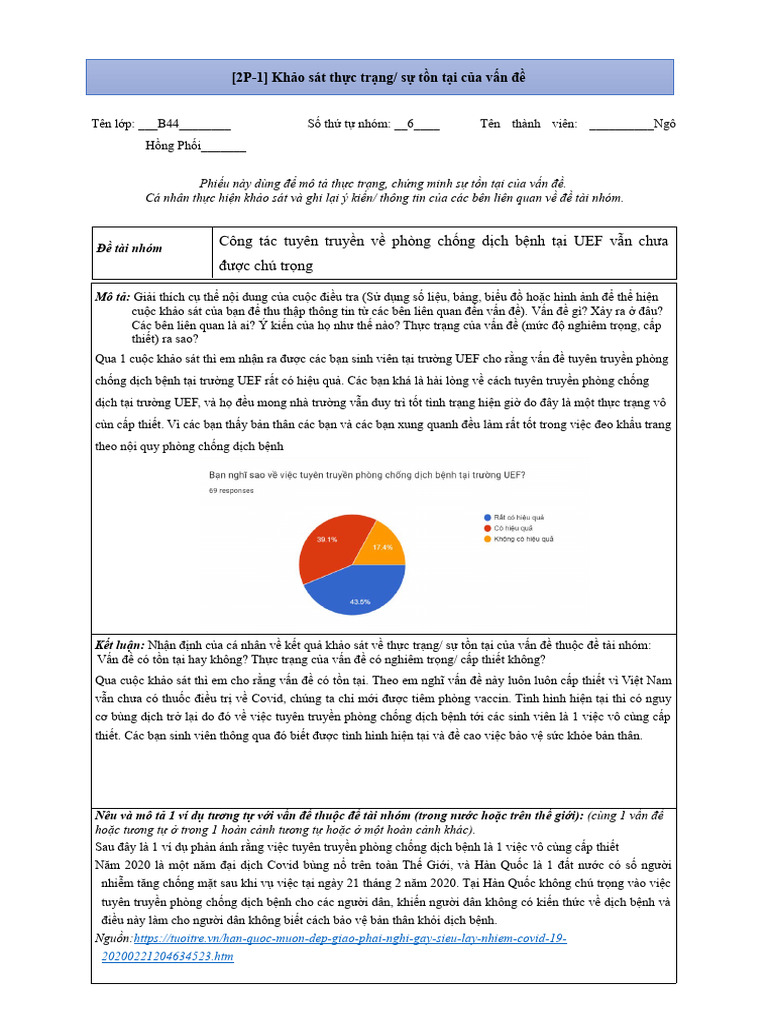 (2P-1) Khảo sát thực trạng - sự tồn tại của vấn đề | PDF