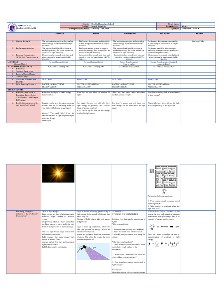 Science 6 Week 4 | PDF | Light | Electromagnetic Radiation