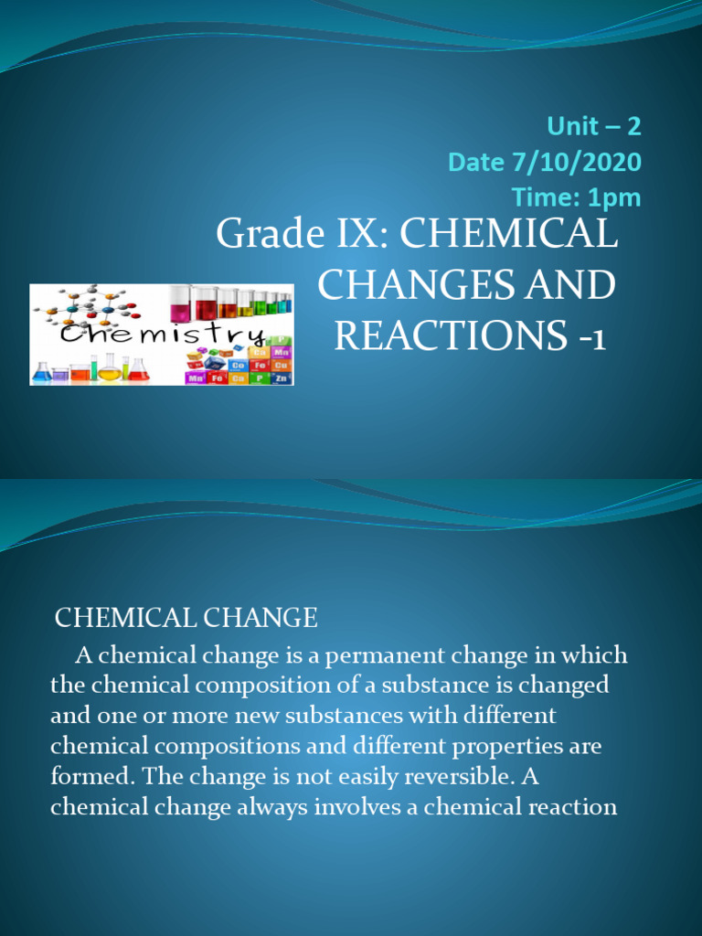 IX UNIT2 Chemical Changes and Reactions-1 | PDF