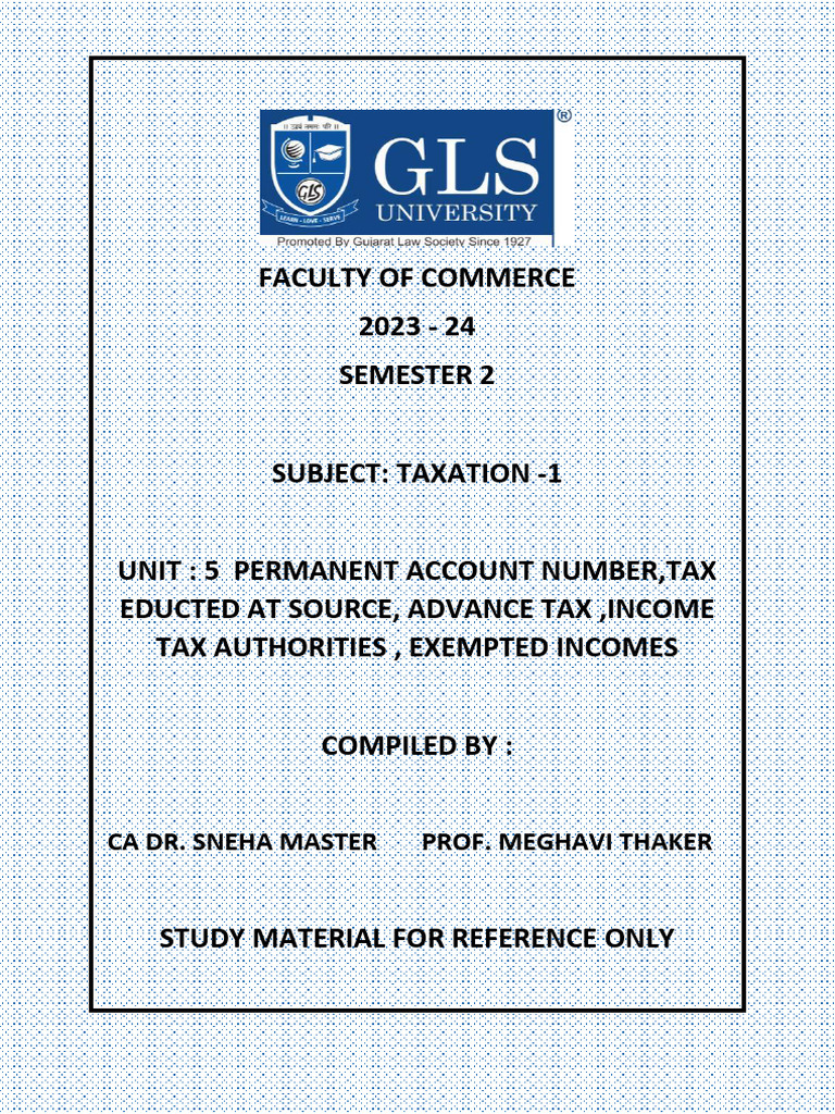 Unit 5 | PDF | Income Tax | Taxes