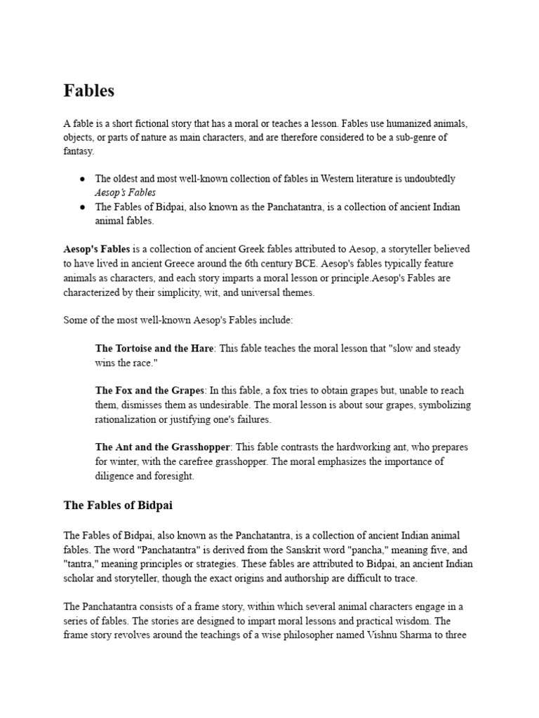 Fables of Bidpai | PDF | Fable
