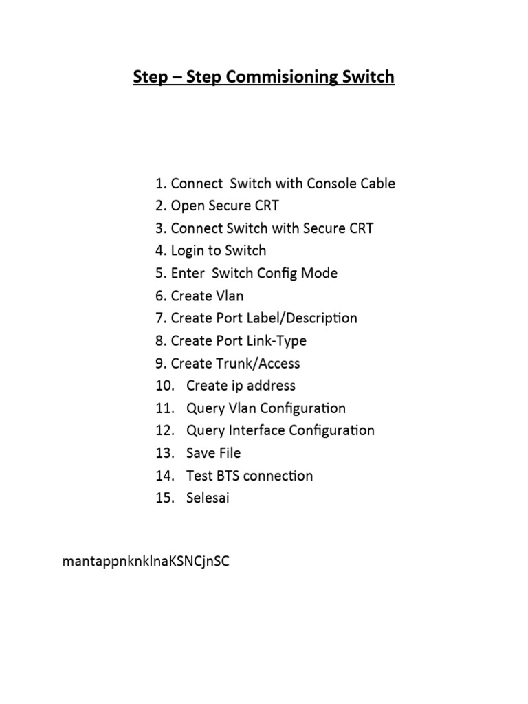 Step-by-Step Switch Commissioning Guide | PDF | Ip Address | I Pv6