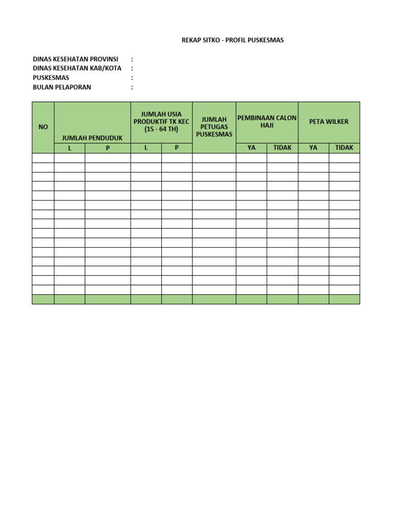 2 Format Manual Laporan Kesjaor Puskesmas | PDF