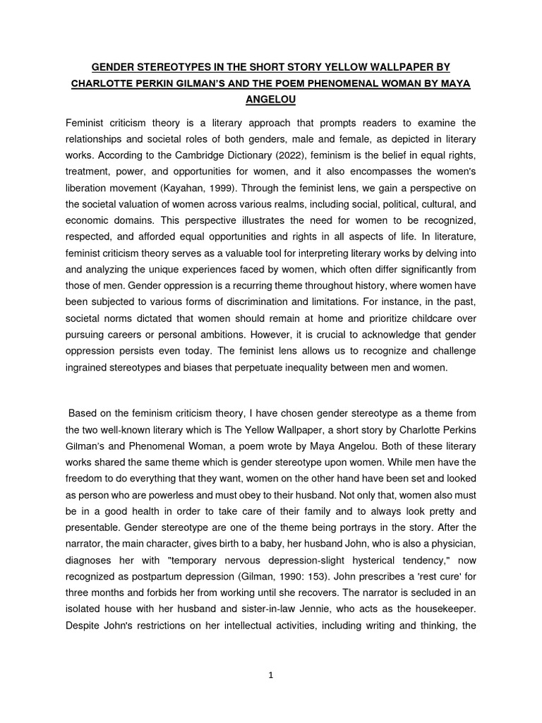 Critical Analysis Literature TSLB 3123 | PDF | Gender Studies | Feminism