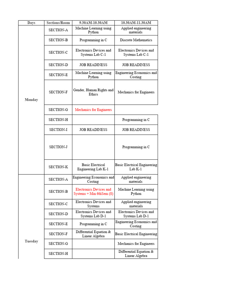 Timetable_ 2nd_Semester_Version-1_SOET | PDF | Engineering | Linearity