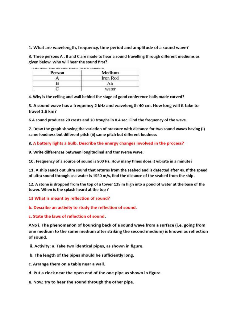 GRADE 9 REVISION FINAL | PDF | Sound | Waves