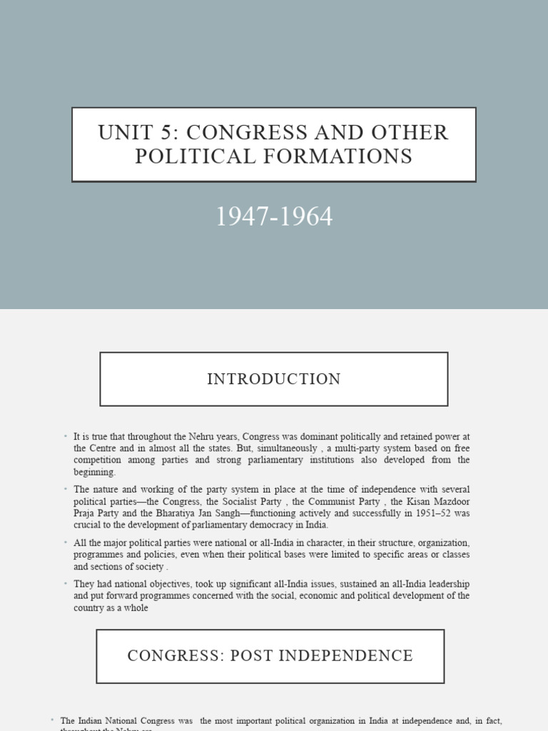 Congress and Political Dynamics 1947-1964 | PDF | Jawaharlal Nehru ...