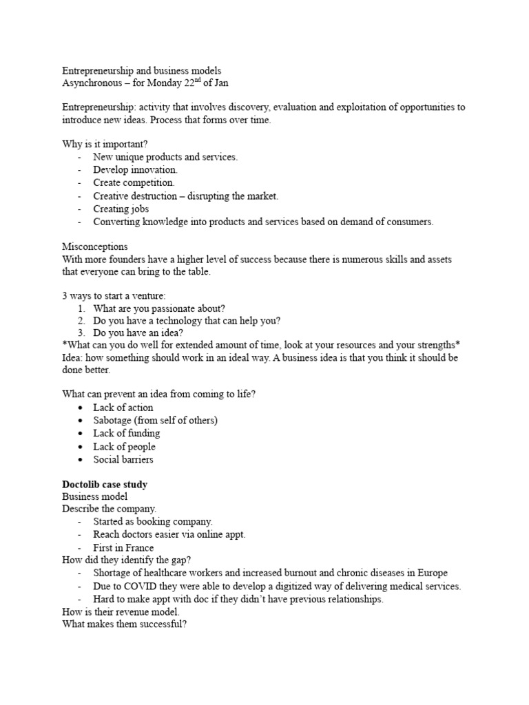 Entrepreneurship and Business Models Notes | PDF | Cost Of Living ...