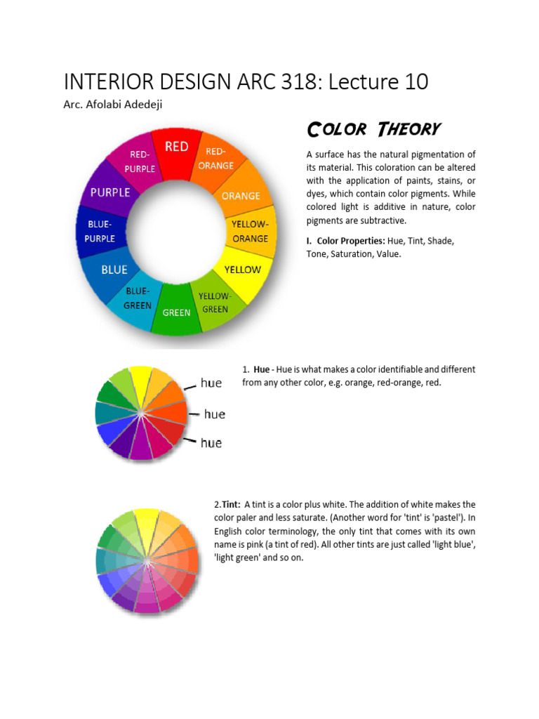Arc 318 Interior Architecture 10 Color Theory | PDF