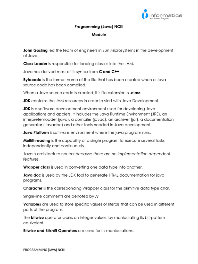 Java Module | PDF | Java (Programming Language) | Java Virtual Machine Java Module | PDF | Java (Programming Language) | Java Virtual Machine