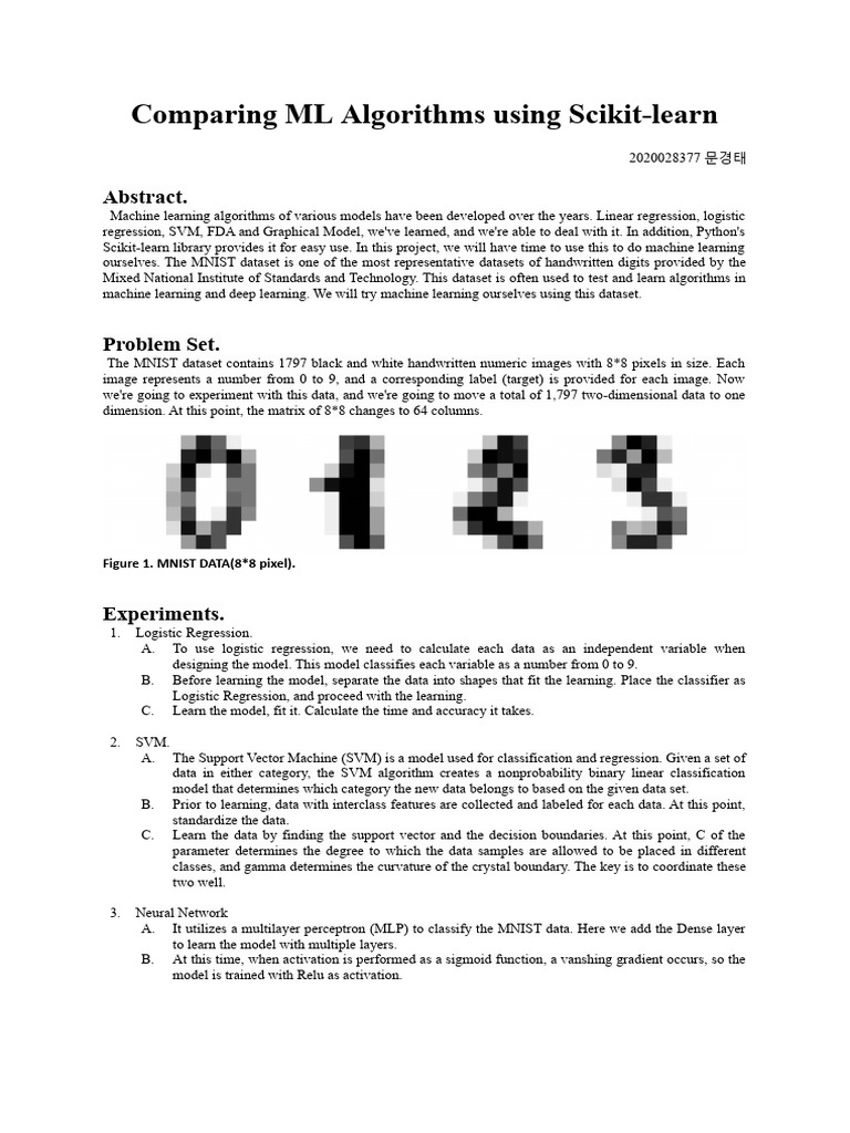 Comparing Ml Algorithms Using Scikit Pdf Support Vector Machine Machine Learning