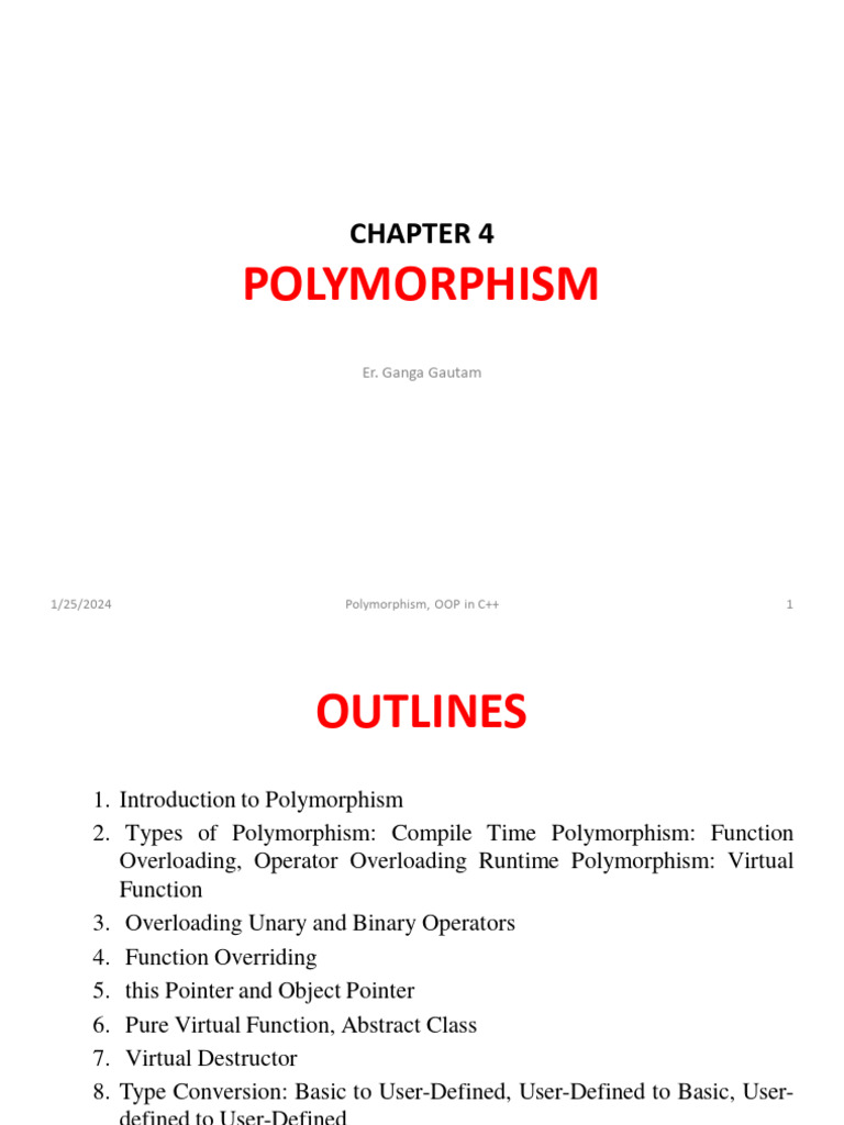 Chapter 4. Polymorphism | PDF | C++ | Method (Computer Programming) Chapter 4. Polymorphism | PDF | C++ | Method (Computer Programming)