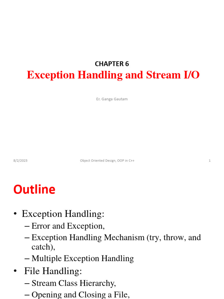 Chapter 6. Exception Handling and Stream I - O | PDF | C++ | Input/Output Chapter 6. Exception Handling and Stream I - O | PDF | C++ | Input/Output