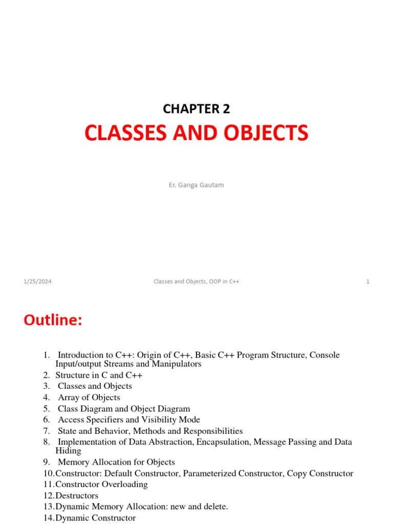 Chapter 2. Class and Objects | PDF | C++ | Object Oriented Programming