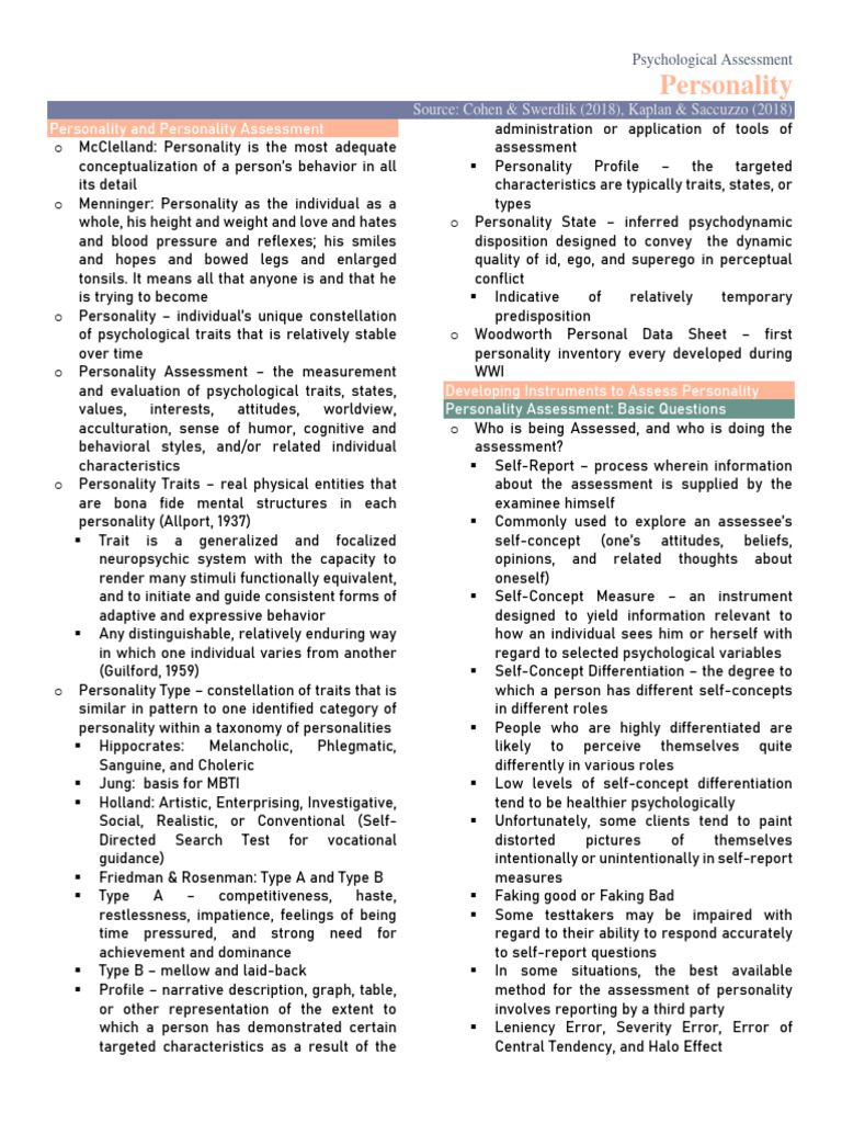 Personality | PDF | Cognition | Psychological Theories