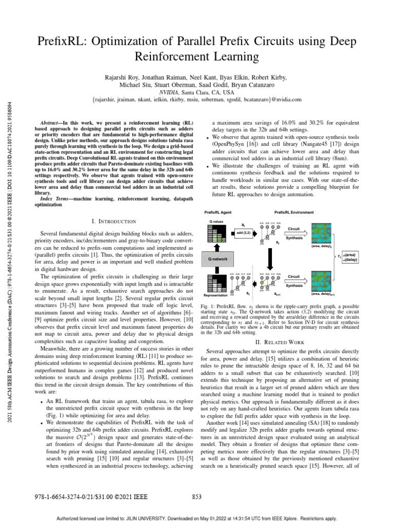 PrefixRL Optimization of Parallel Prefix Circuits Using Deep ... PrefixRL Optimization of Parallel Prefix Circuits Using Deep ...