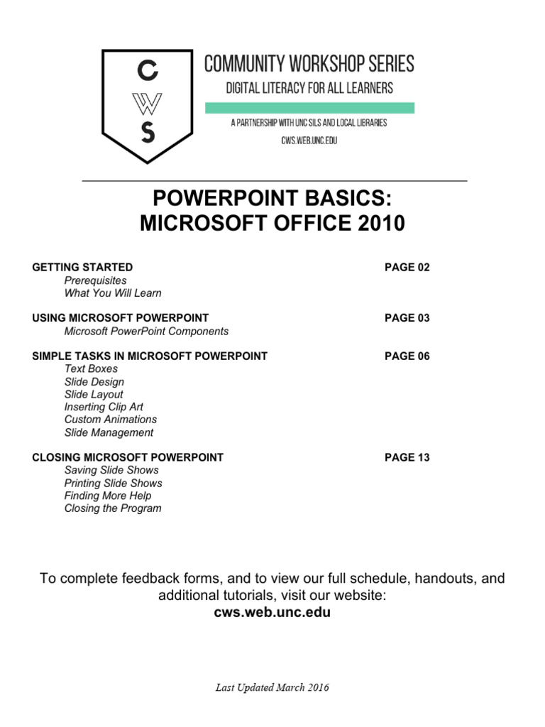 PowerPoint Basics 2010 | PDF | Microsoft Power Point | Window (Computing)