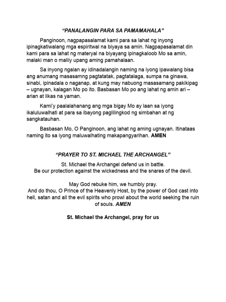 Panalangin para Sa Pamamahala | PDF