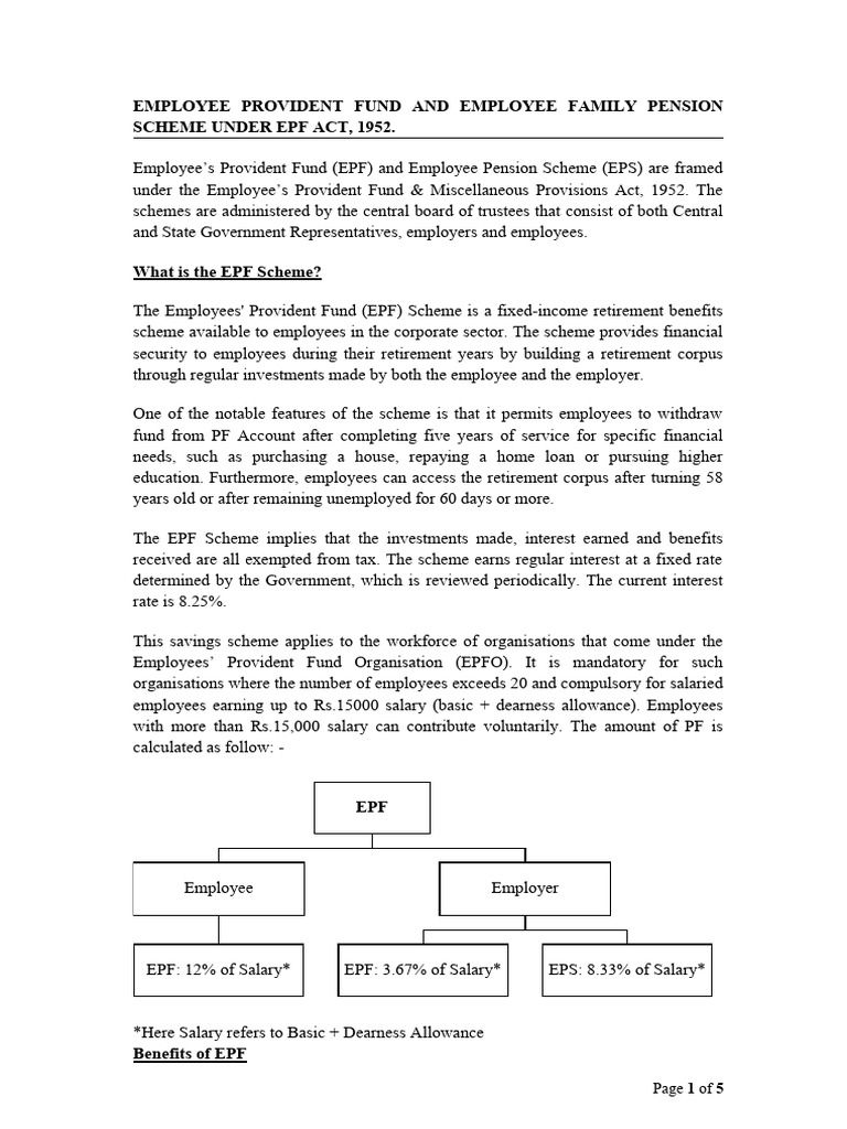 Employee Provident Fund and Employee Family Pension Scheme Under Epf ...
