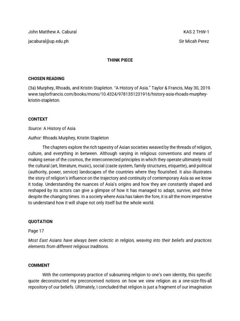 CABURAL - Think Piece - 3A | PDF | Spirituality | Indian Philosophy