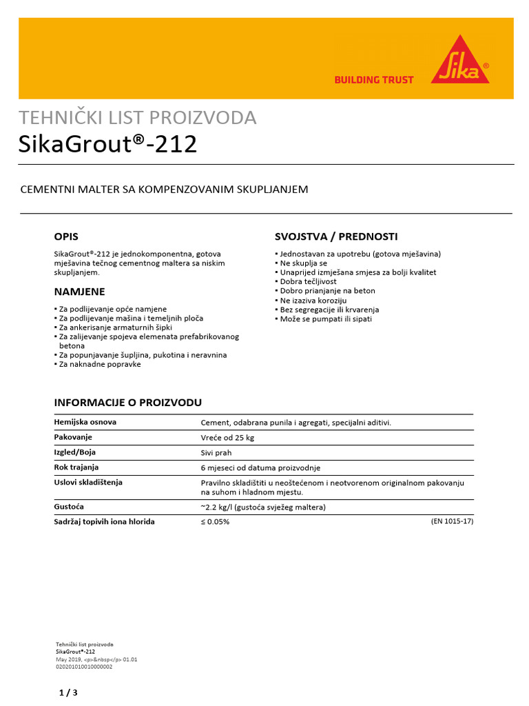 Sikagrout - 212 | PDF