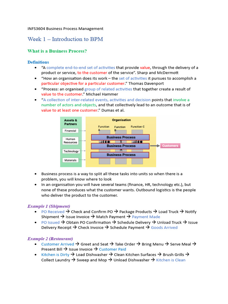 INFS3604 Business Process Management | PDF | Business Process Management | Business Process