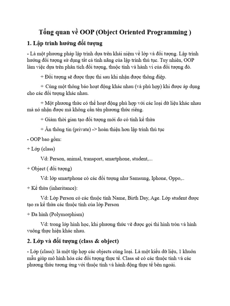 Tổng Quan Về OOP | PDF
