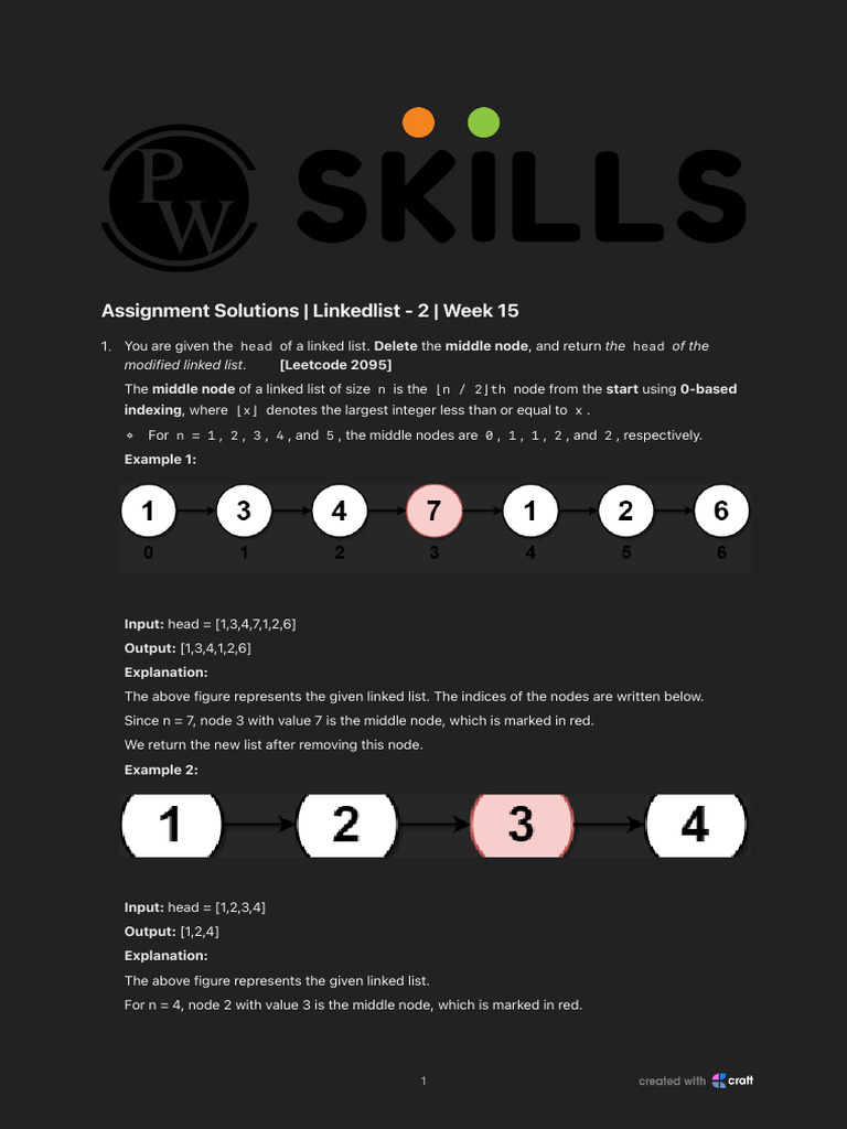 Linked List _ Solution to Assignment 02 __ (PW Skills (Decode) | PDF ...