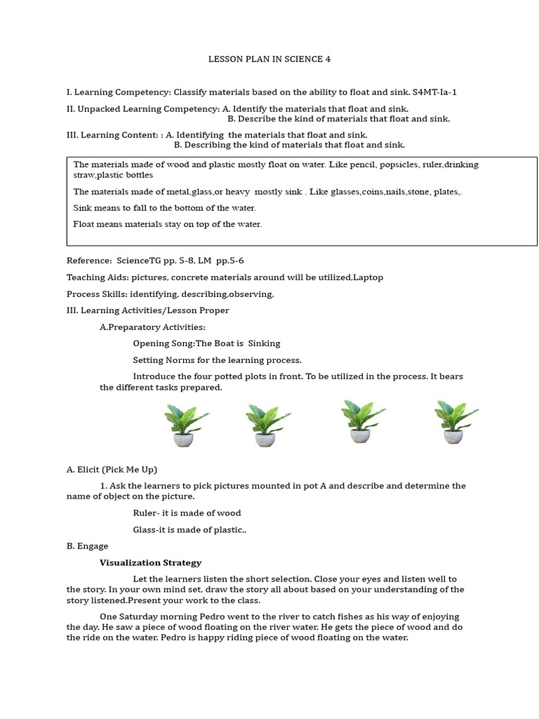 Lesson Plan in Science 4 Third Quarter | PDF | Learning | Lesson Plan