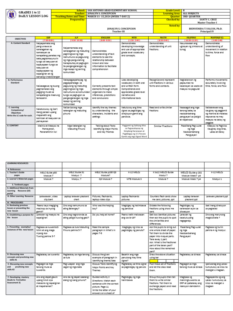 DLL - All Subjects 2 - Q3 - W7 - D2 | PDF